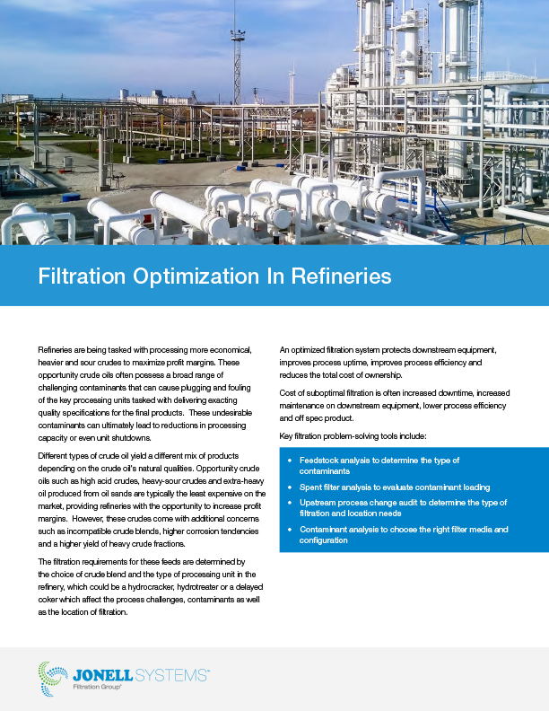 Hydrotreating Filters | Protect Catalyst Beds | Jonell Systems